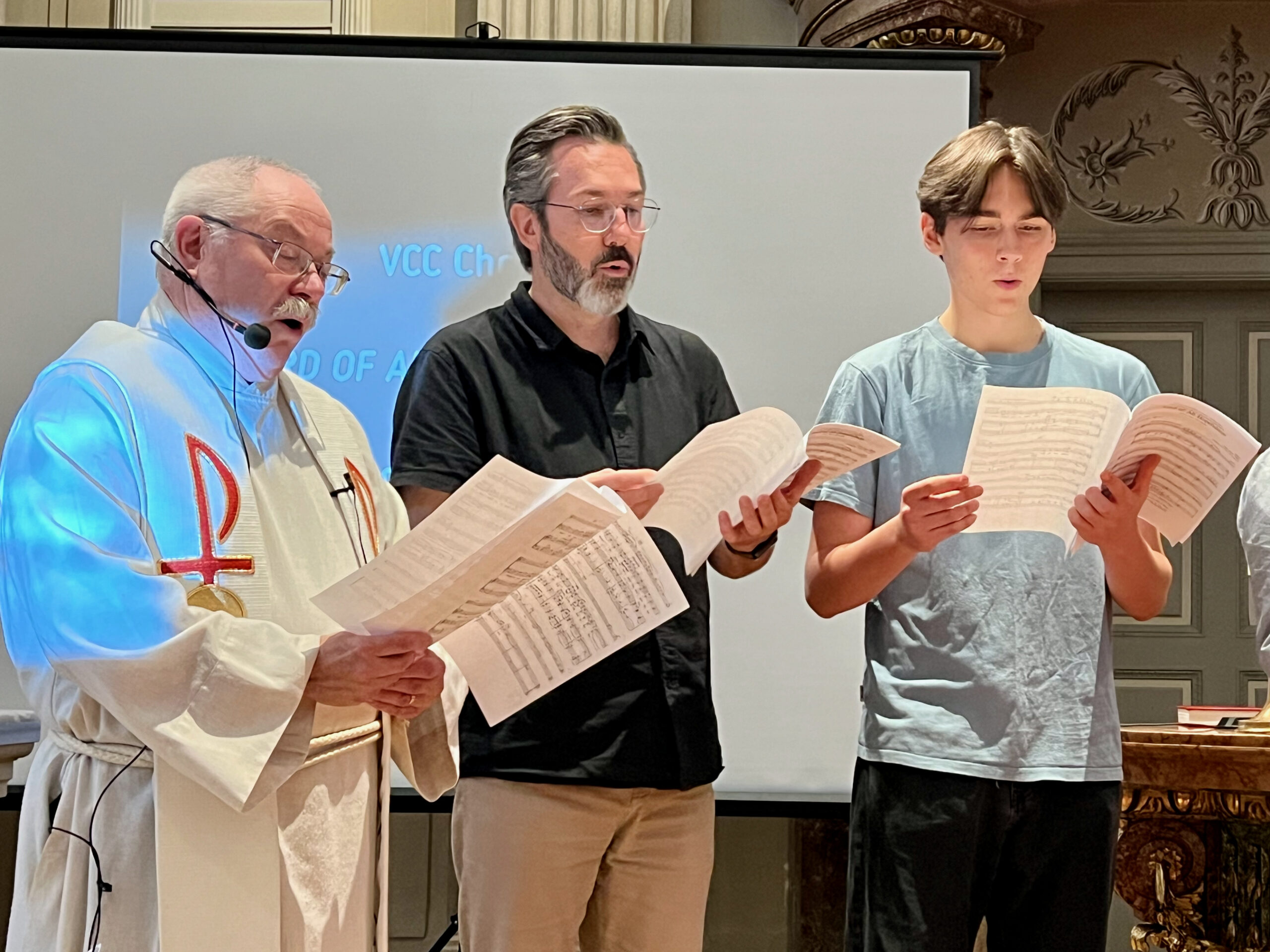 VCC Service 12 May 2024 – choir l-r Pastor Neil Parker, David Corcoran ...